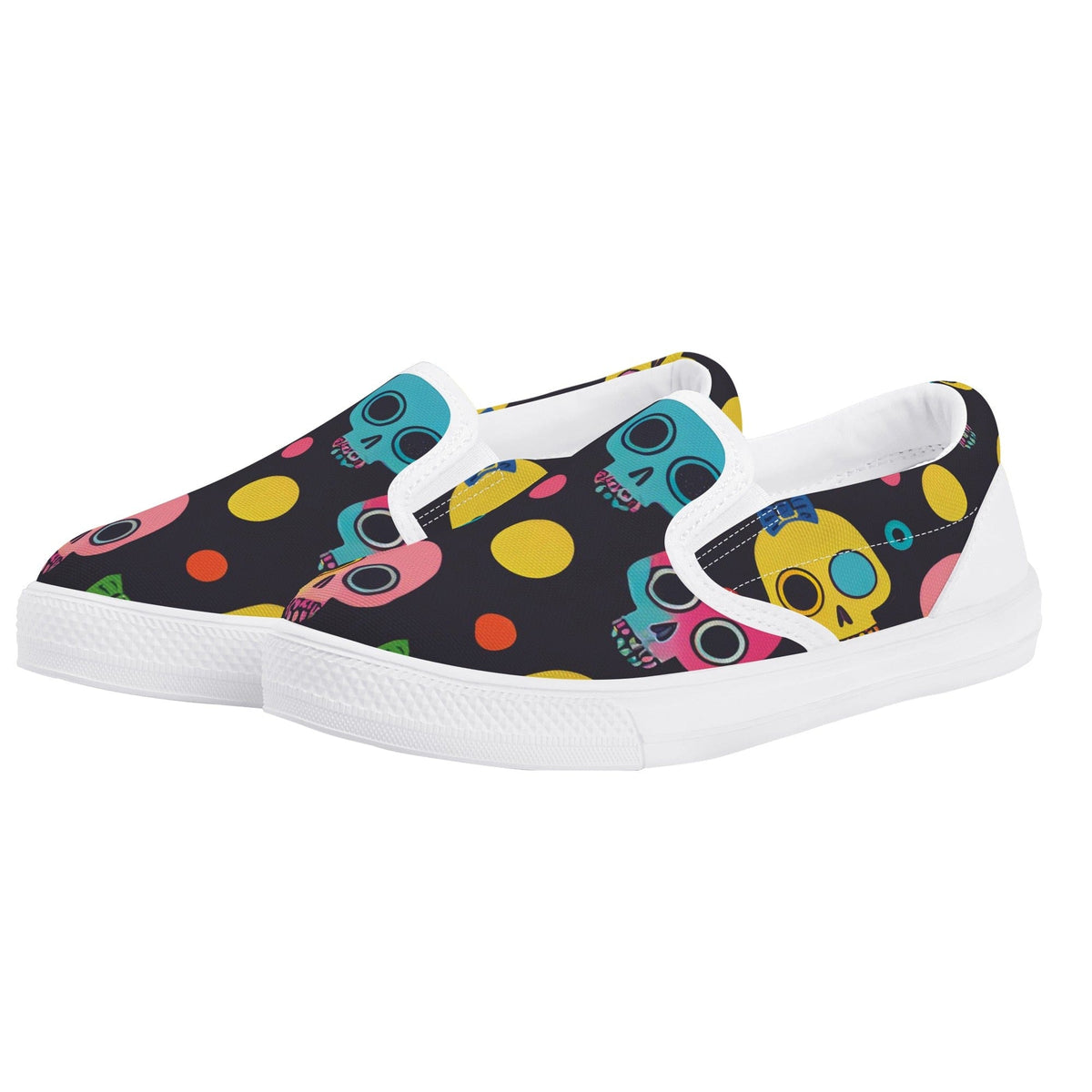 Kid's Colorful Skulls Slip On Shoes – Everything Skull Clothing ...