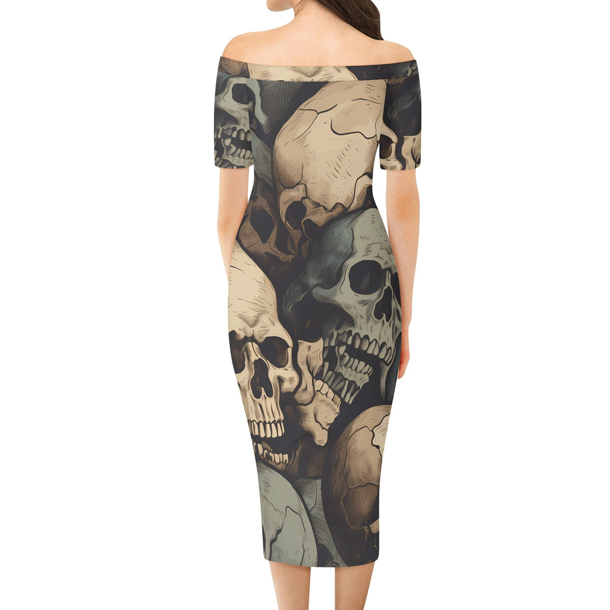 This Women's Off The Shoulder Skulls Dress Is Perfect Ffor Expressing ...