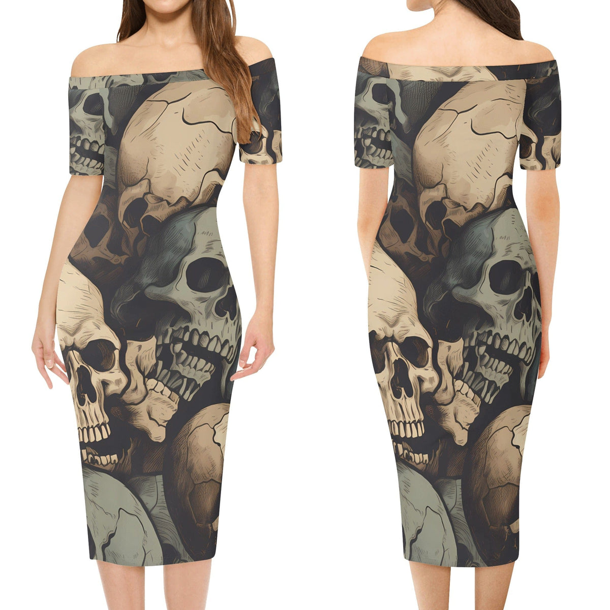 This Women's Off The Shoulder Skulls Dress Is Perfect Ffor Expressing ...