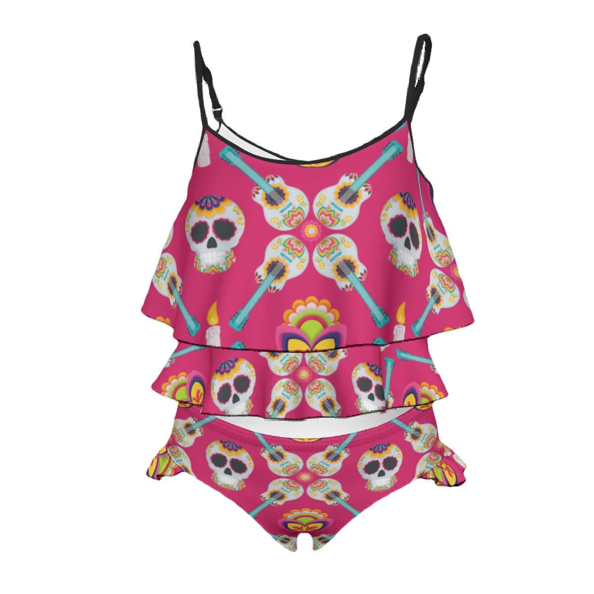 Mexican Skulls Pink Kid's Swimsuit – Everything Skull Clothing ...