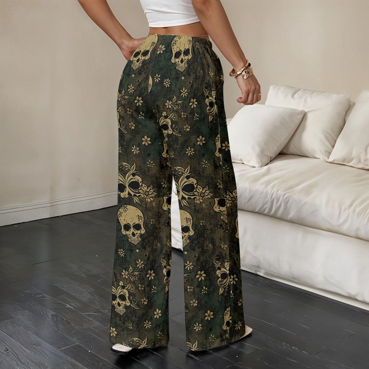 Women’s Skulls Straight-Leg Casual Pants – Everything Skull Clothing ...