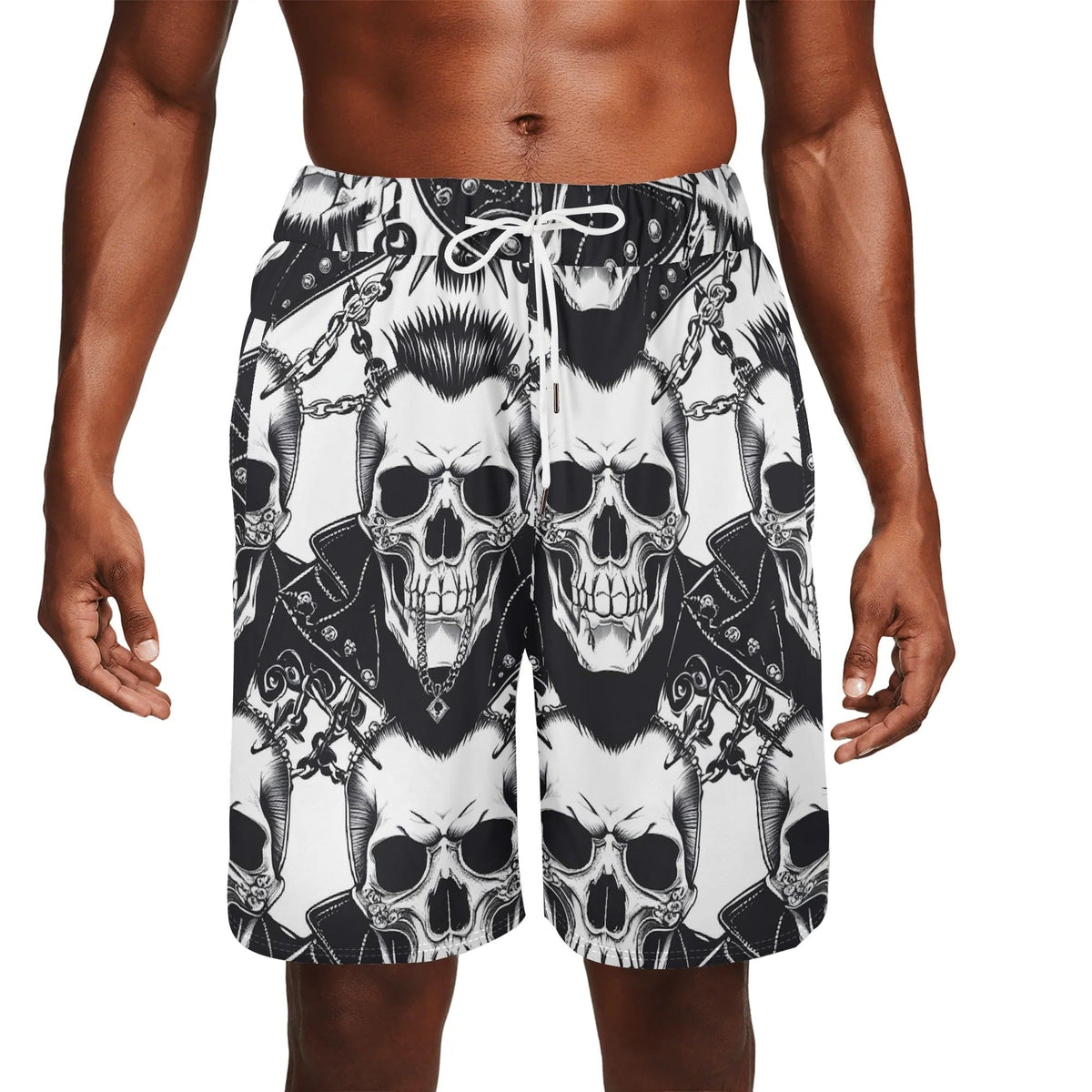 Mens Dark Skulls Basketball Mesh Shorts Swim Trunks – Everything Skull ...