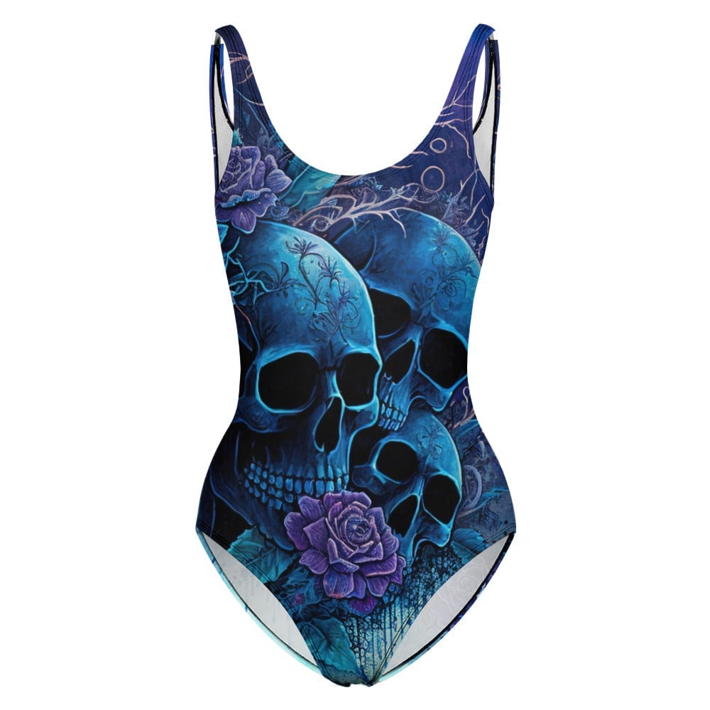 Women's Chic Skulls Design Blue One Piece Swimsuit – Everything Skull ...