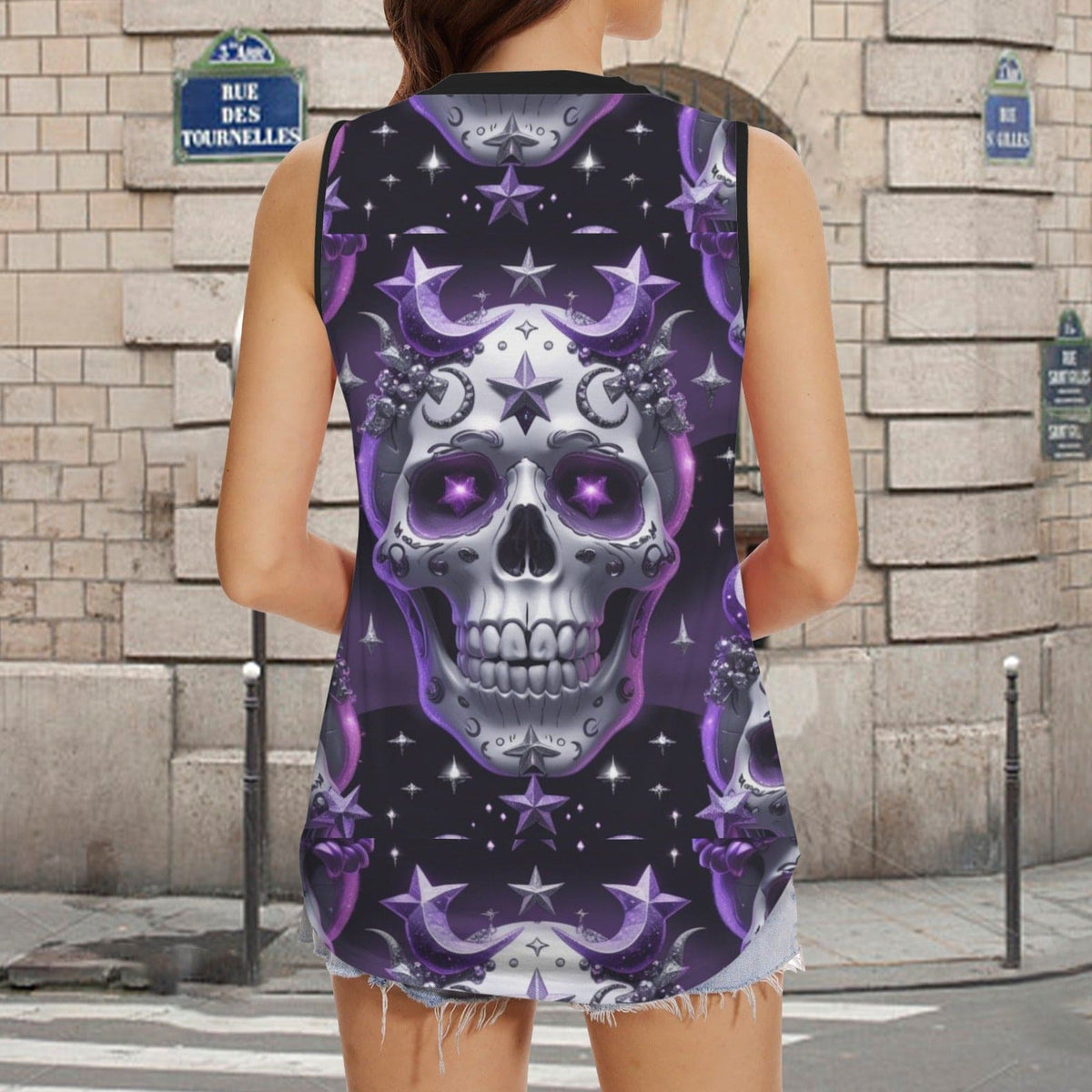 Skulls With Starry Moons, and Mystical Symbols Tank Top – Everything ...