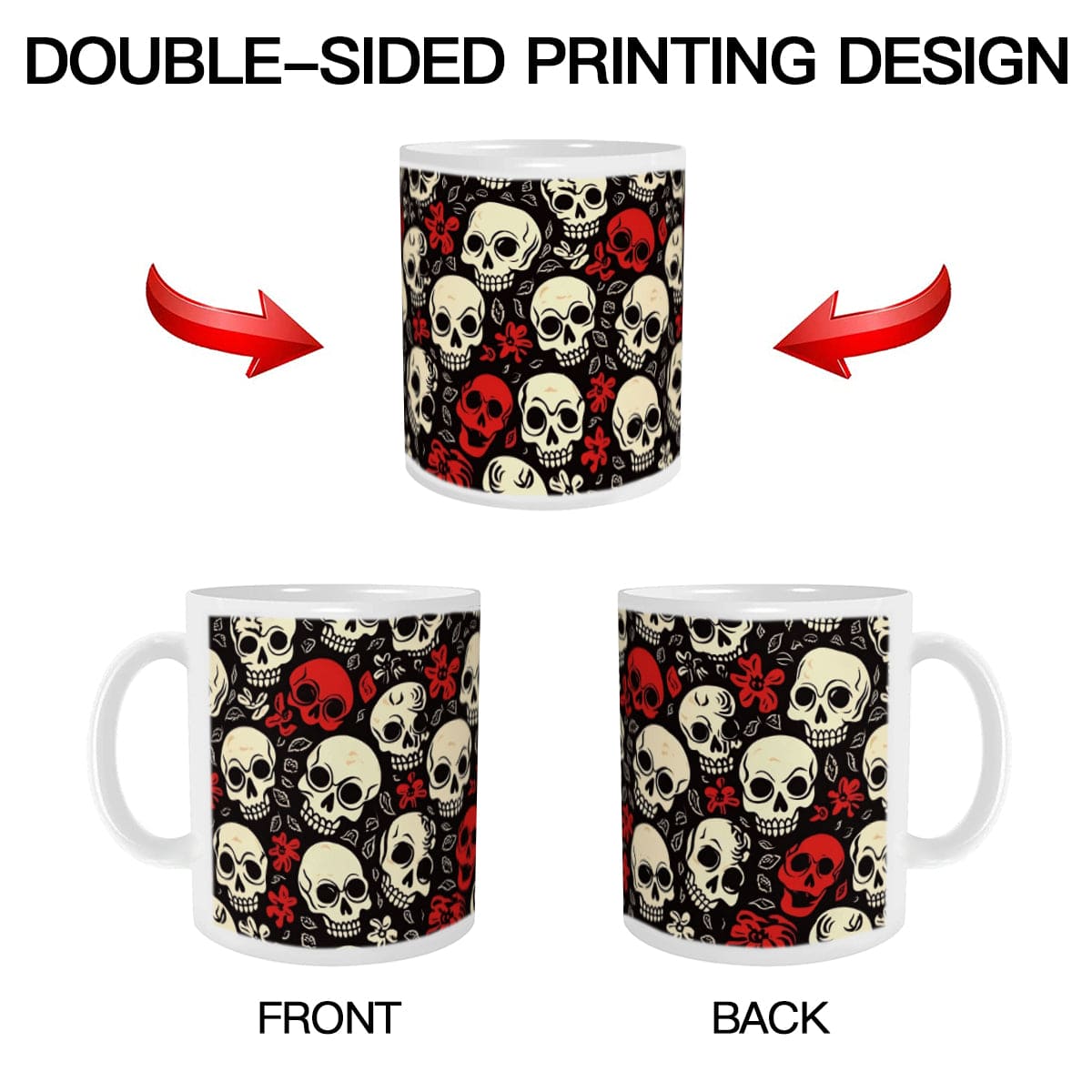 Red & White Skulls Ceramic Mug – Everything Skull Clothing Merchandise ...