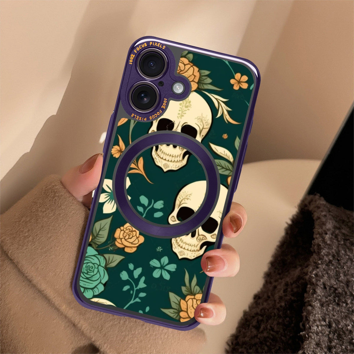 Skulls Floral Magnetic Phone 16 Series Cases Lens Protective ...