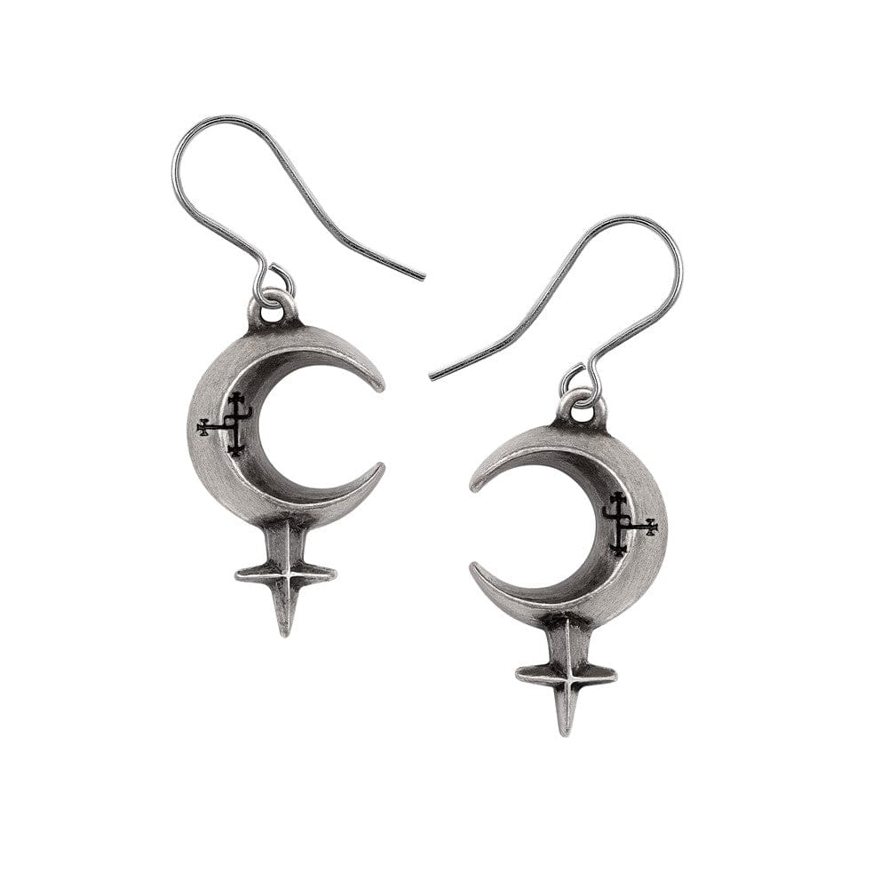 Adorn Your Lobes With The Legend of Lilith Etched Sigil Cresent Moon E ...