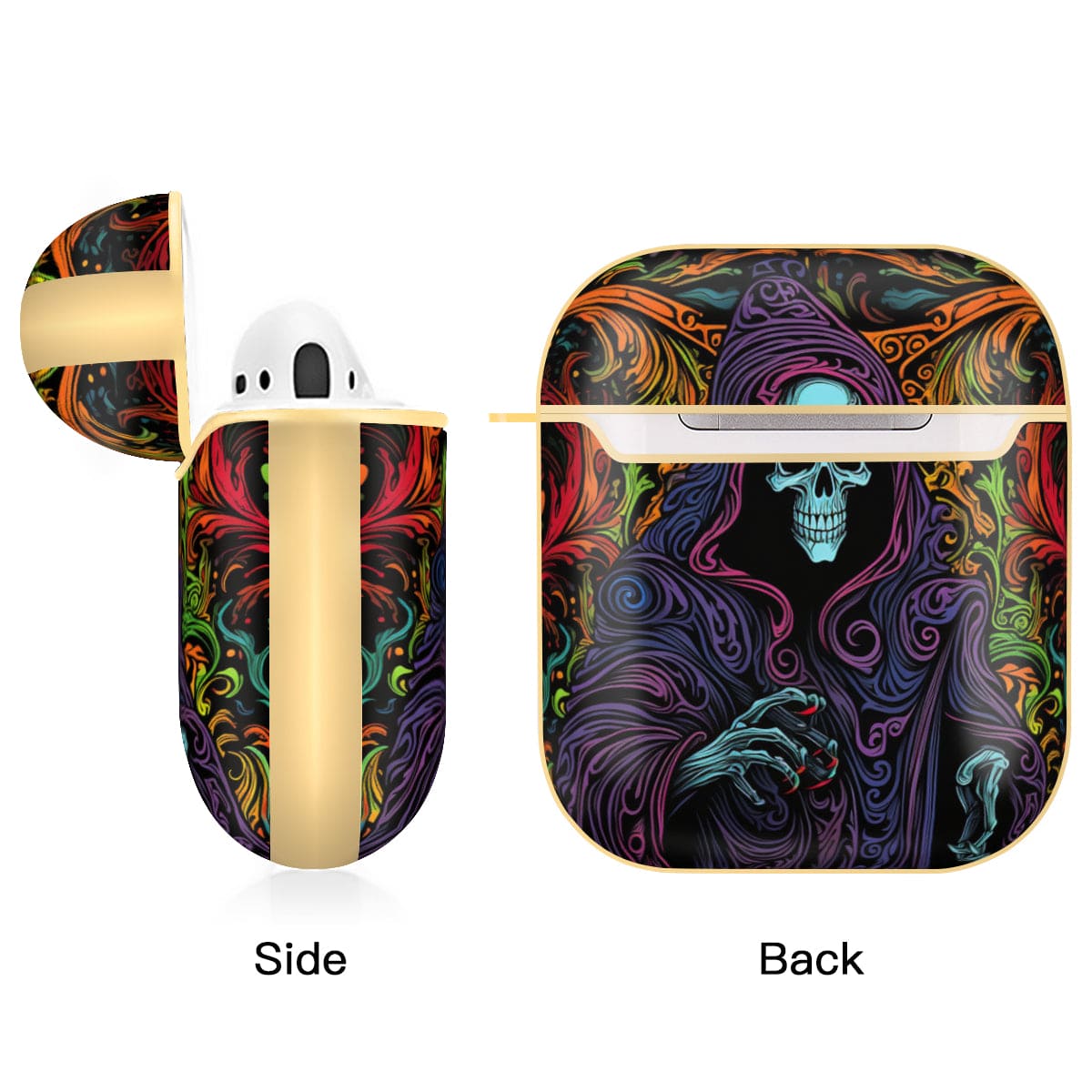 Vibrant Grim Reaper On A Black Pattern Background AirPod 2 Case ...