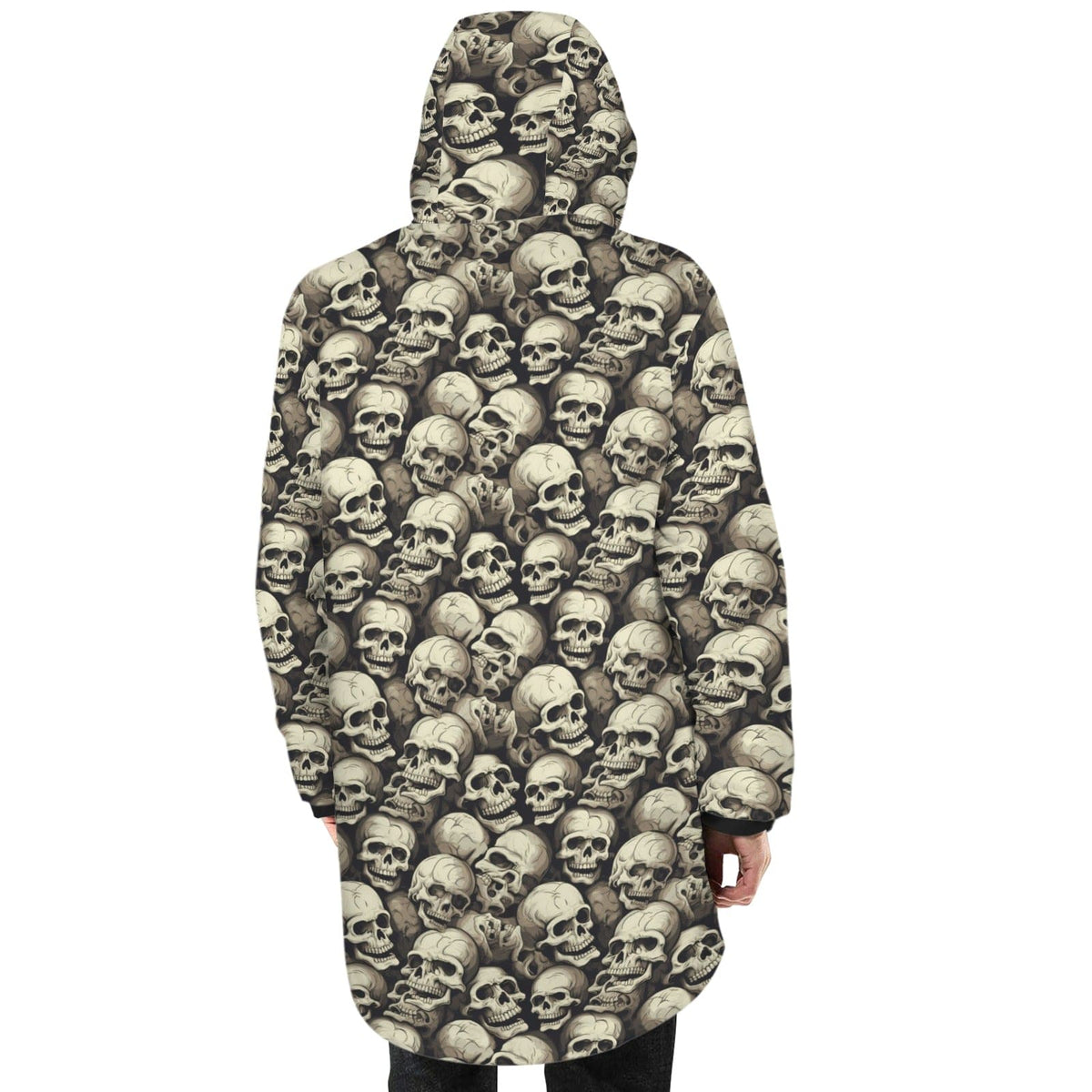 Men's Lots of Skulls Mid Length Hooded Coat – Everything Skull Clothing ...