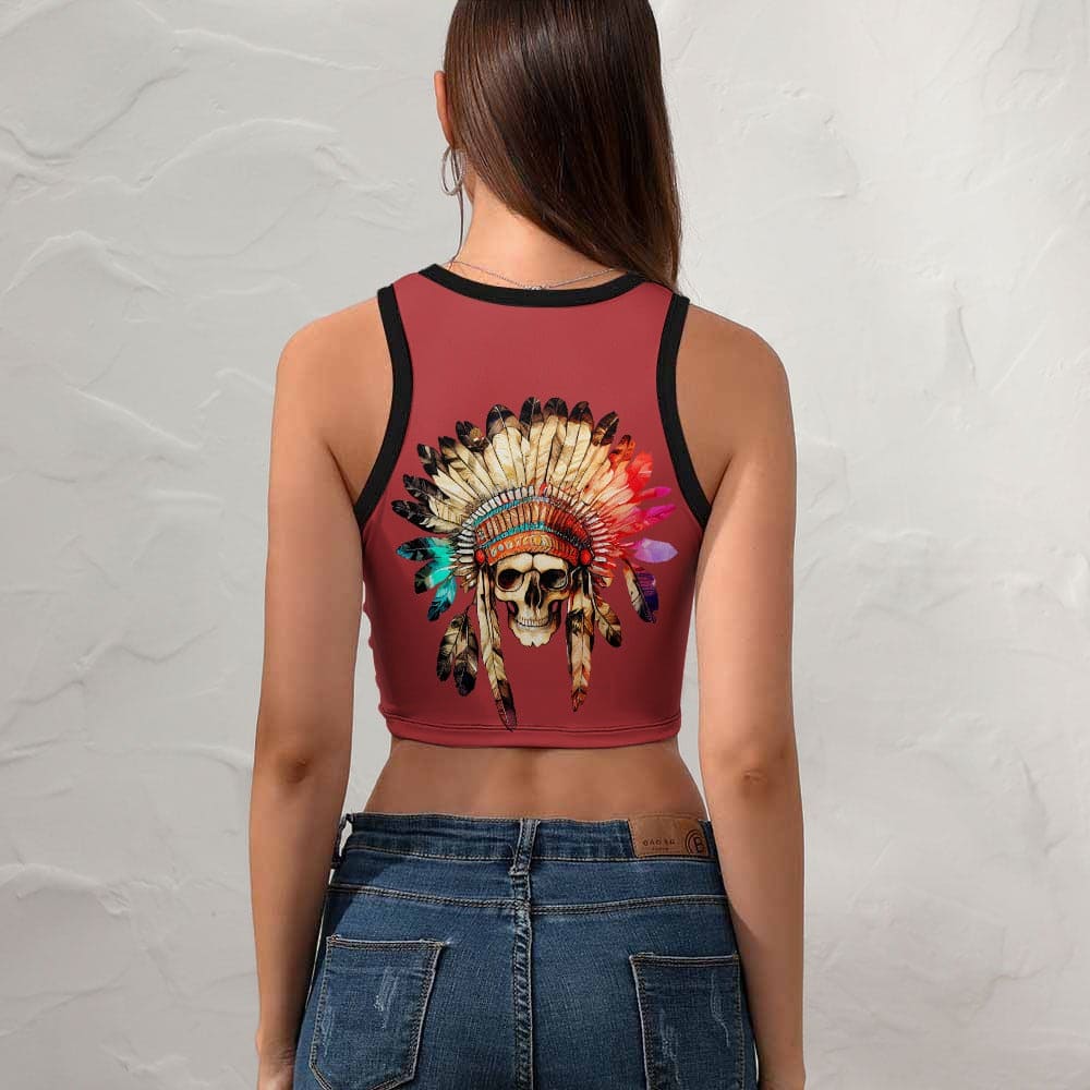 Women's Indian Skull Cropped Racer Back Crop Tank Top – Everything ...