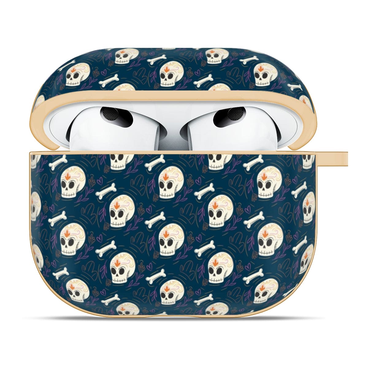 Skulls On Blue Background AirPod 3 Gold Case – Everything Skull ...