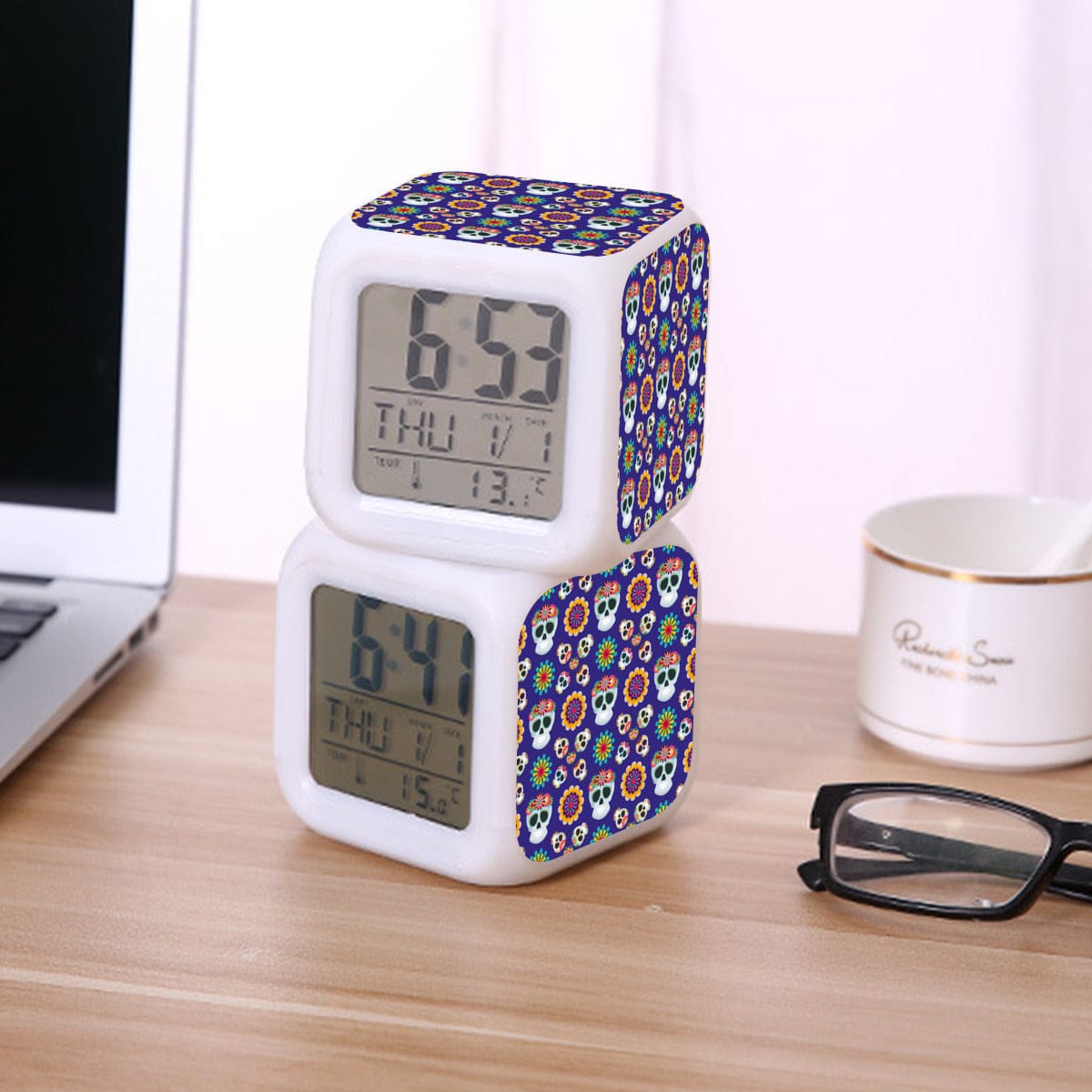 Skull Colorful Mood Alarm Clock With Soft Rubber Cover – Everything ...