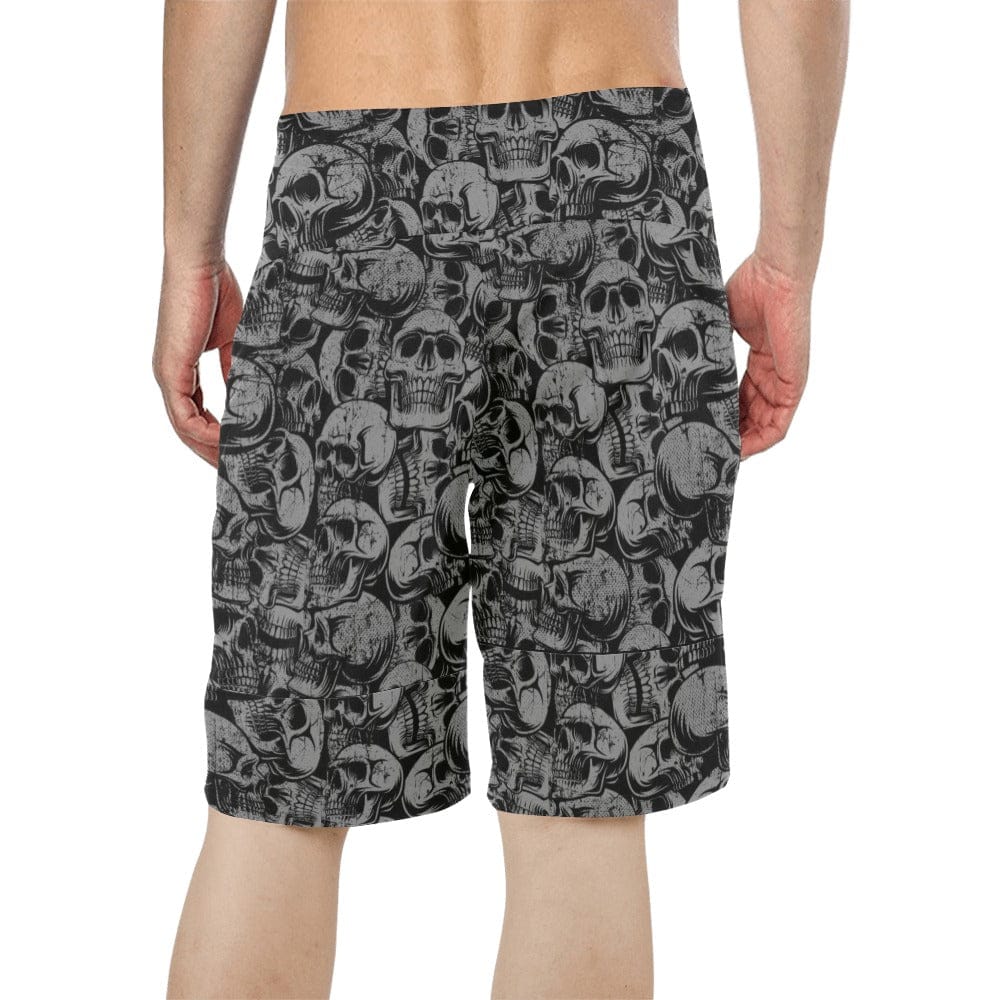 Men's Black Gray Skulls Board Shorts – Everything Skull Clothing ...