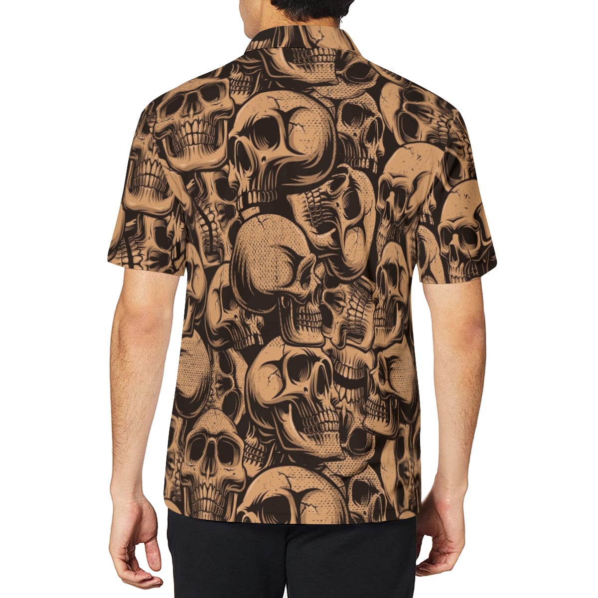 Brown Skulls Short Sleeve Polo Shirt – Everything Skull Clothing ...