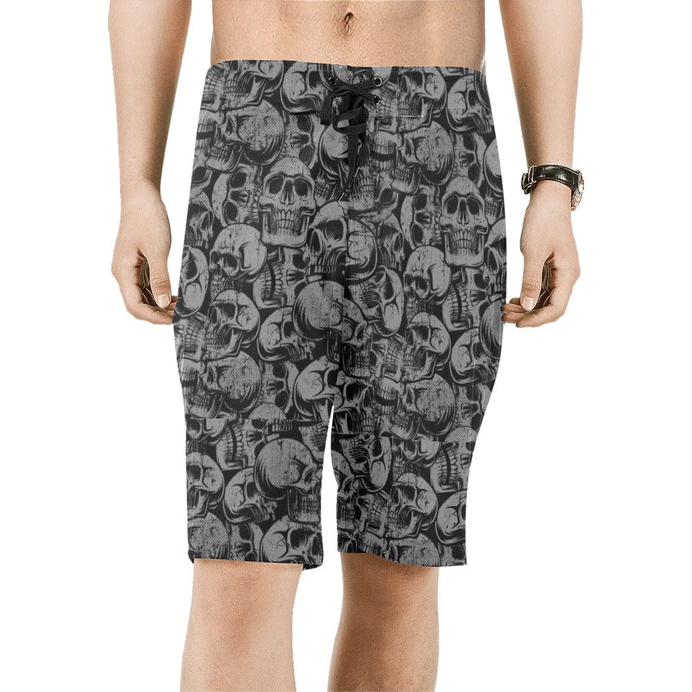 Men's Black Gray Skulls Board Shorts – Everything Skull Clothing ...