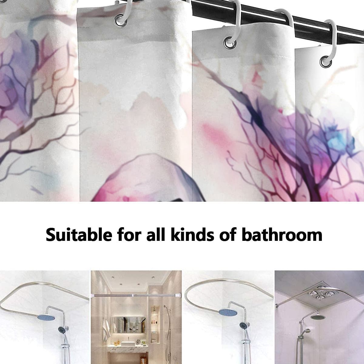 Hooded Skull Standing Shower Curtain With 12 Hooks – Everything Skull ...