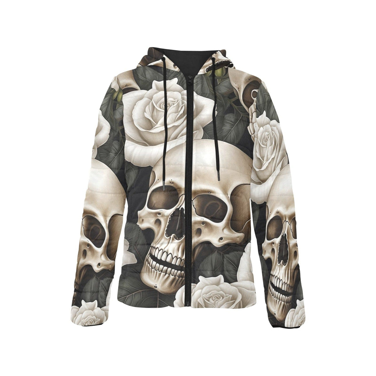 Skulls And Roses Women's Padded Hooded Jacket – Everything Skull ...