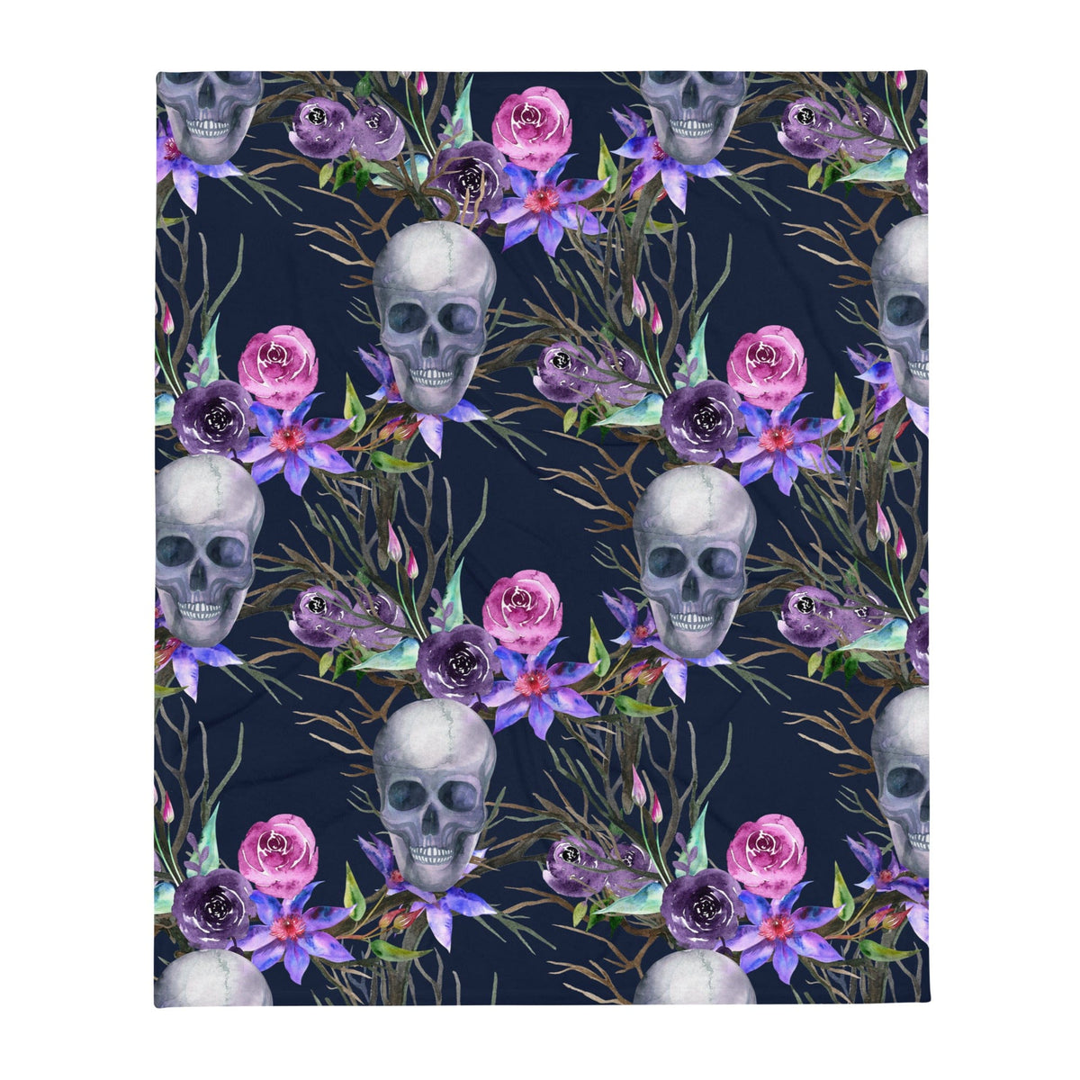 Skulls Floral Print Throw Blanket – Everything Skull Clothing ...